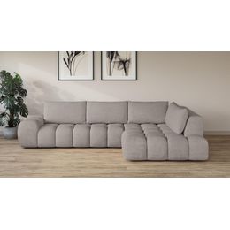 Ecksofa OTTO HOME "AZITA L-Form, XXL 352 cm Designsofa in Bubble-Opitk", grau (taupe), B:352cm H:72cm T:210cm, 100% Polyester, Sofas, Ecksofa, lose R&uuml;ckenkissen, traumhafte Steppung