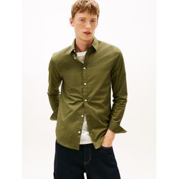 Langarmhemd Tommy Jeans "Sabim Stretch Hemd Shirt", Herren, Gr. XXL, N-Gr, dunkelgr&uuml;nery, Web, Obermaterial: 97% Baumwolle, 3% Elasthan, schmal normal, Rundhals, eingesetzt 2-Knopf-Manschette mit Schlitz, Hemden Langarmhemd, Stretch Hemd, Premium, Slim Fit, mit Elasthan, Topseller