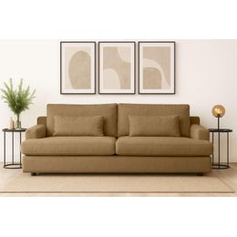 Big-Sofa Home Affaire "Evelle 3 Sitzer Maxi", caramel, B:237cm H:82cm T:109cm, 95%Polyester, 5%Polyamide, Sofas, Big-Sofa, 237 cm, tiefe Sitzfl&auml;che, Lounge-Sitzkomfort, Struktur, Breitcord