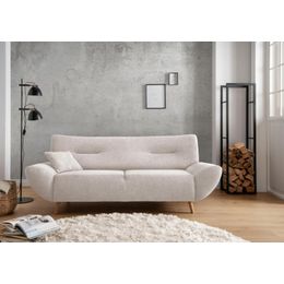 3-Sitzer Home Affaire "Drago", beige (creme), B:205cm H:81cm T:90cm, 100% Polyester, Sofas, 3-Sitzer, frei im Raum stellbar, inkl. 1 Zierkissen