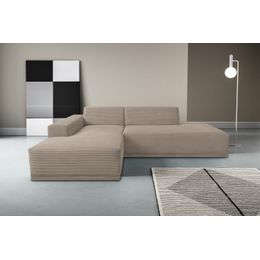 Ecksofa WERK2 "Apollo, hoher Sitzkomfort, aktuelles Design, Breite 264cm, L-Form", greige, B:264cm H:70cm T:188cm, 90% Polyester, 10% Nylon, Sofas, Ecksofa, Puristisches Design mit maximalem Komfort