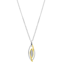 Kette mit Anh&auml;nger Firetti "Schmuck Geschenk Silber 925 Halsschmuck Halskette Ankerkette", gold (silberfarben, gelbgoldfarben, kristallwei&szlig;), Halsketten, Damen, Silber 925 (Sterlingsilber), L: 45 B: 1mm, Kette mit Anh&auml;nger, mit Zirkonia (synth.), B:1mm