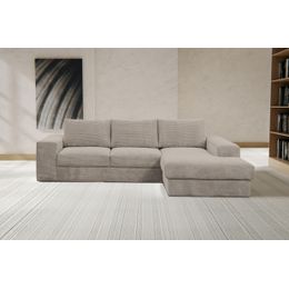 Ecksofa WERK2 "Rozzana Design Ecksofa mit hohem Komfort, zeitlos & elegant, L-Form", beige (greige), B:280cm H:86cm T:190cm, 90% Polyester, 10% Nylon, Sofas, Ecksofa, in kuschelweichen Trendstoffen Cord, Breitcord und Pl&uuml;sch
