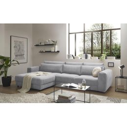 Ecksofa ED EXCITING DESIGN "Barura L-Form", grau (hellgrau), B:333cm H:90cm T:194cm, 92% Polyester, 8% Nylon, Sofas, Ecksofa, mit 3 Nierenkissen