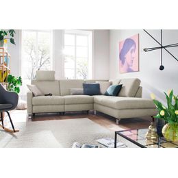 Ecksofa 3C CANDY "Mainau modern und elegant, mit gutem Sitzkomfort, L-Form", grau (platin), B:257cm H:89cm T:220cm, Struktur ( 100% Polyester);Luxus-Microfaser weich: 98% Polyester, 2% Nylon, ;Struktur weich (mit Wasser zu reinigen): 16% Baumwolle, 79% Polyester, 5% Polyacryl, Sofas, Ecksofa, wahlweise mit elektrischer Relaxfunktion, Federkern