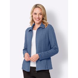 Shirtjacke Classic Basics "Shirtjacke", Damen, Gr. 56, blau (jeansblau, meliert), 65% Polyester, 35% Baumwolle, gemustert, mehrfarbig, meliert, Shirts Shirtjacke