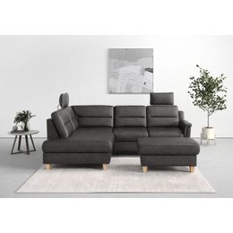 Sit & More Ecksofa SIT & MORE "Far&ouml; L-Form", grau (anthrazit), B:251cm H:90cm T:187cm, Sofas, Ecksofa, inklusive Federkern, wahlweise mit Bettfunktion und Bettkasten