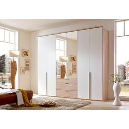 Kleiderschrank wimex "New York", wei&szlig; (struktureichefarben hell,wei&szlig;, spiegel), B:270cm H:236cm T:58cm, Schr&auml;nke, Kleiderschrank, mit Spiegelt&uuml;r
