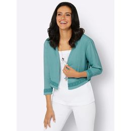 Shirtjacke Inspirationen "Shirtbolero", Damen, Gr. 44, gr&uuml;n (salbei), 98% Polyester, 2% Elasthan, unifarben, V-Ausschnitt, Shirts Shirtjacke