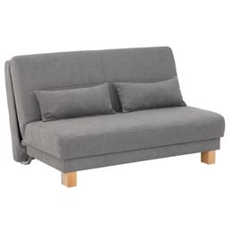 Schlafsofa Home Affaire "Gina", grau, B:140cm H:86cm T:95cm, Chenille (100% Polyester), Sofas, Schlafsofa, vom Sofa zum Bett mit einem Handgriff, in 4 Breiten, Nierenkissen