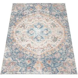 Teppich Paco Home "Torres 271", blau, B:120cm H:8mm L:170cm, Polypropylen, Teppiche, Teppich, Kurzflor, Orient-Optik, Vintage Design, In- und Outdoor geeignet