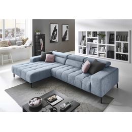 Ecksofa DIE PLANBAR "MP-IN18022 L-Form", blau (aqua), B:321cm H:74cm T:190cm, 100% Polyester, Sofas, Ecksofa, mit Kopfteilverstellung & Zierkissen, optional Sitztiefenverstellung