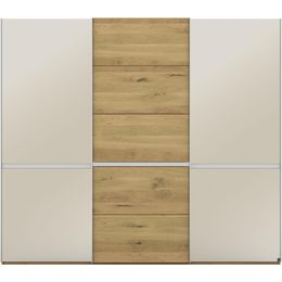 Schwebet&uuml;renschrank Musterring "Savona, Kleiderschrank, Schrank, Garderobe, mit Schiebet&uuml;ren", braun, B:250cm H:217cm, Schr&auml;nke, Schwebet&uuml;renschrank, T&uuml;ren Bianco-Eiche massiv, Spiegel-/Glast&uuml;ren, eingelegte Chromleiste