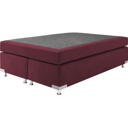 Boxspringbett "Holland", rot (bordeaux, rot), B:142cm L:201cm, Microvelours (100% Polyester), Westfalia Schlafkomfort, Komplettbetten, Boxspringbett, ohne Kopfteil, frei im Raum stellbar