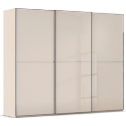 Schwebet&uuml;renschrank Rauch "Kleiderschrank Schrank Garderobe Schlafzimmerschrank SCALE-DUO", beige (champagner, glas champagner, griffleisten chrom), B:271cm H:223cm T:68cm, Holzwerkstoff, Schr&auml;nke, Schwebet&uuml;renschrank, edle zweigeteilte T&uuml;ren Glas-Front mit 3 Zierleisten MADE IN GERMANY
