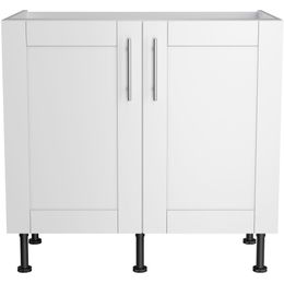 Sp&uuml;lenschrank KOCHSTATION "KS-Ahus", wei&szlig; (wei&szlig; matt, wei&szlig;), B:90cm H:87cm T:58,4cm, Schr&auml;nke, Sp&uuml;lenschrank, Breite 90 cm