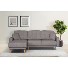 Ecksofa Home Affaire "TRIPLO optionale Schlafsofa mit Bettkasten, Ma&szlig;e B/T/H: 234/164/89 cm", grau (taupe), B:234cm H:89cm T:164cm, 100% Polyester, Sofas, Ecksofa, L-Form wahlweise mit Bettfunktion - Liegefl&auml;che 132x210 cm