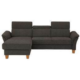 Ecksofa Home Affaire "Conville L-Form", braun (espresso), B:256cm H:84cm T:167cm, 100% Polyester, Sofas, Ecksofa, Federkern, wahlweise mit Bettfunktion und Bettkasten bzw. Stauraum