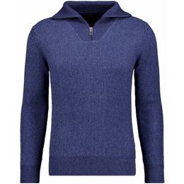 Rundhalspullover Ragman, Herren, Gr. 60, blau (marineblau), Strick, 95% Baumwolle 5% Kaschmir, Pullover Rundhalspullover