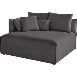 Ottomane OTTO HOME "N&ouml;re", grau (anthrazit), B:138cm H:86cm T:128cm, 60% Baumwolle/40% Leinen, Sofas, Ottomane, kurzes Lounge-Modul - zum Zusammenstellen, Breite 138 cm, Tiefe 128 cm