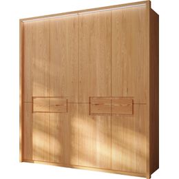 Kleiderschrank Home Affaire "L&eacute;opoldine, aus Kernbuche, inkl. Passepartout", beige (kernbuche), B:207cm H:226cm T:62cm, Massivholz, Schr&auml;nke, Kleiderschrank, Massivholz-Kleiderschrank, im 50 cm Raster planbar