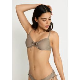 B&uuml;gel-Bikini-Top LSCN BY LASCANA "Gina", Damen, Gr. 40, Cup C, grau (stone), Recycling-Polyamid, unifarben, Bikini-Oberteile B&uuml;gel-Bikini-Top, in trendigen Farben