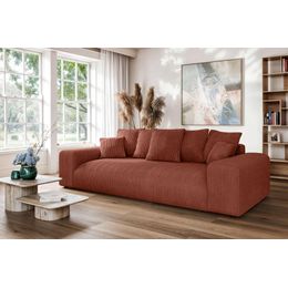 Big-Sofa Home Affaire "LAKESIDE 3-Sitzer Schlafsofa mit Bettkasten, Breite 256,5 cm", ziegelrot, B:256,5cm H:82cm T:122cm, 83% Polyester, 17% Nylon, Sofas, Big-Sofa, Liegefl&auml;che 168,5x195 cm, hoher Sitzkomfort, Ma&szlig;e B/T/H: 256/122/82cm
