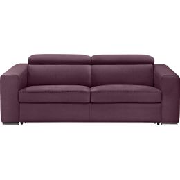 2,5-Sitzer Egoitaliano "Cabiria, Design und super Sitzkomfort", lila (plum), B:226cm H:97cm T:103cm, Sofas, 2 5-Sitzer, inkl. manuell verstellbarer Kopfst&uuml;tzen, mit Metallf&uuml;&szlig;en