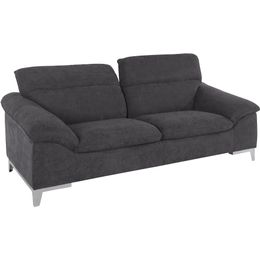 2-Sitzer COTTA "Teresa", grau, B:218cm H:84cm T:109cm, Chenille (90% Polyester; 10% Polyamid );Struktur (100% Polyester ), Sofas, 2-Sitzer, mit Kopfteilverstellung
