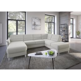 Sit & More Wohnlandschaft SIT & MORE "Palmera U-Form, B: 308 cm", silber, B:308cm H:89cm T:212cm, 100% Polyester, Sofas, Wohnlandschaft, optional Bettfunktion & Bettkasten, Federkern