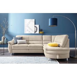Sit & More Ecksofa SIT & MORE "Cardoso L-Form", beige (creme), B:250cm H:90cm T:175cm, Luxus-Microfaser (90% Polyester, 10% Polyamid);Flachgewebe (100% Polyester);Struktur (100% Polyester), Sofas, Ecksofa, mit Federkern, wahlweise mit Bettfunktion und Schubkasten