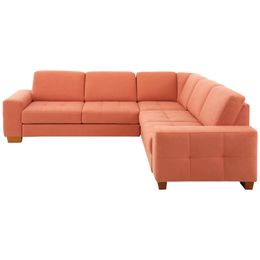 Ecksofa Home Affaire "Puccini L-Form", orange (terra), B:276cm H:86cm T:271cm, Luxus-Microfaser Lederoptik (100% Polyester);Luxus-Microfaser (100% Polyester);Luxus-Microfaser ALTARA NUBUCK (100% Polyester), Sofas, Ecksofa, mit Federkern, Sitztiefenverstellung, Kontrastnaht