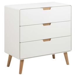 Sideboard ACTONA GROUP "Lowell", wei&szlig;, B:80cm H:80cm T:40cm, MDF, Sideboards, Sideboard, 3 Schubladen mit D&auml;mpfung, nordischer Stil, Wei&szlig;, B: 80 cm