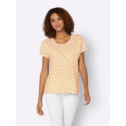 T-Shirt Casual Looks "Shirt", Damen, Gr. 36, gelb (ocker, wei&szlig;, gestreift), 50% Baumwolle, 50% Modal, gemustert, gestreift, mehrfarbig, Rundhals, Shirts T-Shirt