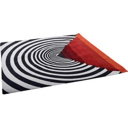 Teppich Gino Falcone "Cosima-117", rot, B:100cm H:3mm L:100cm, Polyester, Teppiche, Teppich, flachgewebt, Jaquard, mit Chenillegarn, modernes geometrisches Design