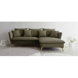 Ecksofa OTTO HOME "MERLE, 258 cm, L-Form, traumhafter Cord", gr&uuml;n, B:258cm H:91cm, 100% Polyester;Federung Ottomane : 12 x Feder Type B 1650mm;Ferderung 2 Sitzer: 10 x Feder Type B 650 mm;PU-Schaum und Nosag-Federung;Sitz und Funktion: Schaum T30/40 8 cm, Sofas, Ecksofa, mit Bettfunktion und Bettkasten, Liegefl&auml;che 224 x 139