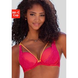 Push-up-BH Vivance, Damen, Gr. 70, Cup C, pink, Spitze, Obermaterial: 73% Polyamid, 17% Polyester, 10% Elasthan, BHs Push-up-BH, mit B&uuml;gel mit dekorativen, elastischen Zierb&auml;ndern, sexy Dessous
