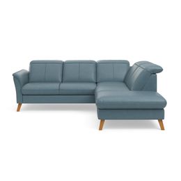 Sit & More Ecksofa SIT & MORE "Romero L-Form", bunt (graublau), B:250cm H:91cm T:220cm, 100% Polyester, Sofas, Ecksofa, wahlweise mit oder ohne TV-Funktion, Bettfunktion, Bettkasten