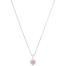 Kette mit Anh&auml;nger Amor "Herz", rosa (silberfarben, rosa), Halsketten, Damen, Silber 925 (Sterlingsilber), L: 38 B: 0,9mm, Kette mit Anh&auml;nger, mit Zirkonia (synth.), B:0,9mm
