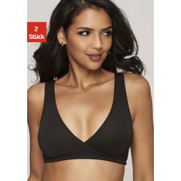 Still-BH Petite Fleur, Damen, Gr. 36, N-Gr, schwarz-wei&szlig; (wei&szlig;, schwarz), Jersey, Obermaterial: 95% Modal, 5% Elasthan, Basic, BHs Still-BH, aus seidig weichem Modal Material ohne B&uuml;gel in Wickel-Schlupf Form