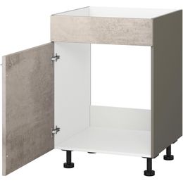 Sp&uuml;lenunterschrank KOCHSTATION "KS-Trea SPBL50", grau (betonfarben hell, anthrazit), B:50cm H:75cm T:56cm, Schr&auml;nke, Sp&uuml;lenunterschrank, Breite 50 cm, H&ouml;he 75 cm