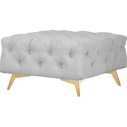 Polsterhocker Home Affaire "Glynis", grau, B:80cm H:45cm T:80cm, Struktur (100% Polyester);Samtoptik (100% Polyester), Hocker, Polsterhocker, aufw&auml;ndige Knopfheftung, moderne Chesterfield Optik, Fu&szlig;farbe w&auml;hlbar