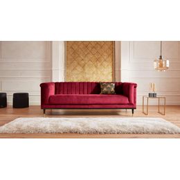 3-Sitzer Home Affaire "Chamby", rot, B:210cm H:71cm T:85cm, Luxus-Microfaser Lederoptik (100% Polyester), Scheuertouren: 40.000, Pilling: 4;Samtoptik (100% Polyester), Scheuertouren >100.000, Pilling: 5, Sofas, 3-Sitzer, mit Holzrahmen unten und Steppung im Lehnenbereich