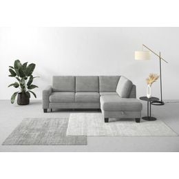Ecksofa Home Affaire "Summer L-Form", silber, B:236cm H:91cm T:170cm, 100% Polyester, Sofas, Ecksofa, mit Ottomane, mit oder ohne Bettfunktion und Bettkasten, Cord-Bezug