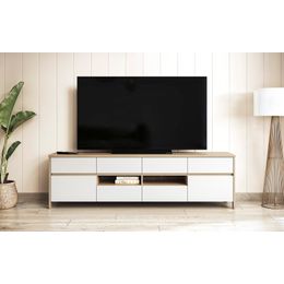 TV-Schrank Home Affaire "Stranda, moderner TV-Unterschrank, Kommode im Scandi-Style, Lowboard", wei&szlig; (wei&szlig; skandi eiche), B:193cm H:58cm T:39cm, FSC-zertifizierter Holzwerkstoff, Schr&auml;nke, TV-Schrank, Rahmenoptik, ausreichend Stauraum, vielseitig einsetzbar, 193 cm breit