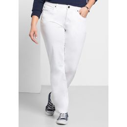 Stretch-Hose sheego, Damen, Gr. 52, Normalgr&ouml;&szlig;en, wei&szlig;, 97% Baumwolle, 3% Elasthan, unifarben, Hosen Stretch-Hose