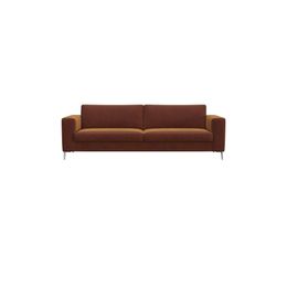 3-Sitzer FLEXLUX "Fiore, super Sitzkomfort durch Kaltschaum im Sitz", braun (cognac), B:229cm H:85cm T:92cm, 100% Polyester, Sofas, 3-Sitzer, breite Armlehnen, F&uuml;&szlig;e Alu