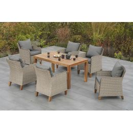 Garten-Essgruppe Merxx "Avellino", beige (steinbeige), Aluminium, Kunststoff, Massivholz, Sitzm&ouml;bel-Sets, Garten-Essgruppe, inkl. Auflagen