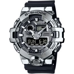 Chronograph Casio G-SHOCK, schwarz, silberfarben, Armbanduhren, Herren, Chronograph, Quarzuhr, Armbanduhr, Herrenuhr, bis 20bar wasserdicht, Resinarmband