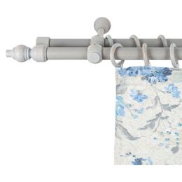 Gardinenstange SN DECO GROUP "Filigrano" Gr. 3, grau (grau antikfarben), L:160cm, Holzwerkstoff, Gardinenstangen, Gardinenstange, 28 mm, Holz, verschiedene L&auml;ngen und Farben, Komplettset